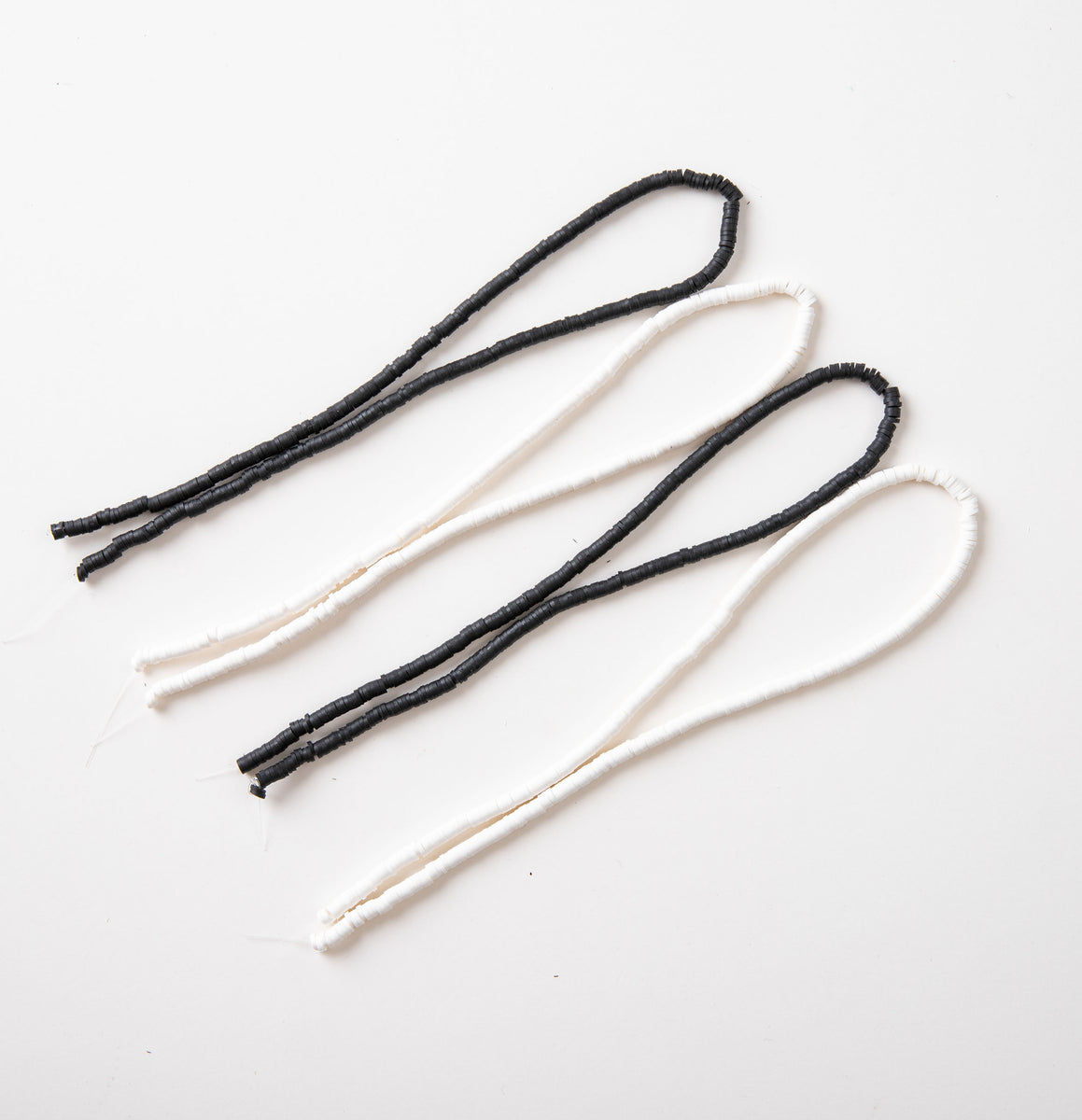 Pack of 4 polymer clay bead strings- cream, black and white – FunkyFish